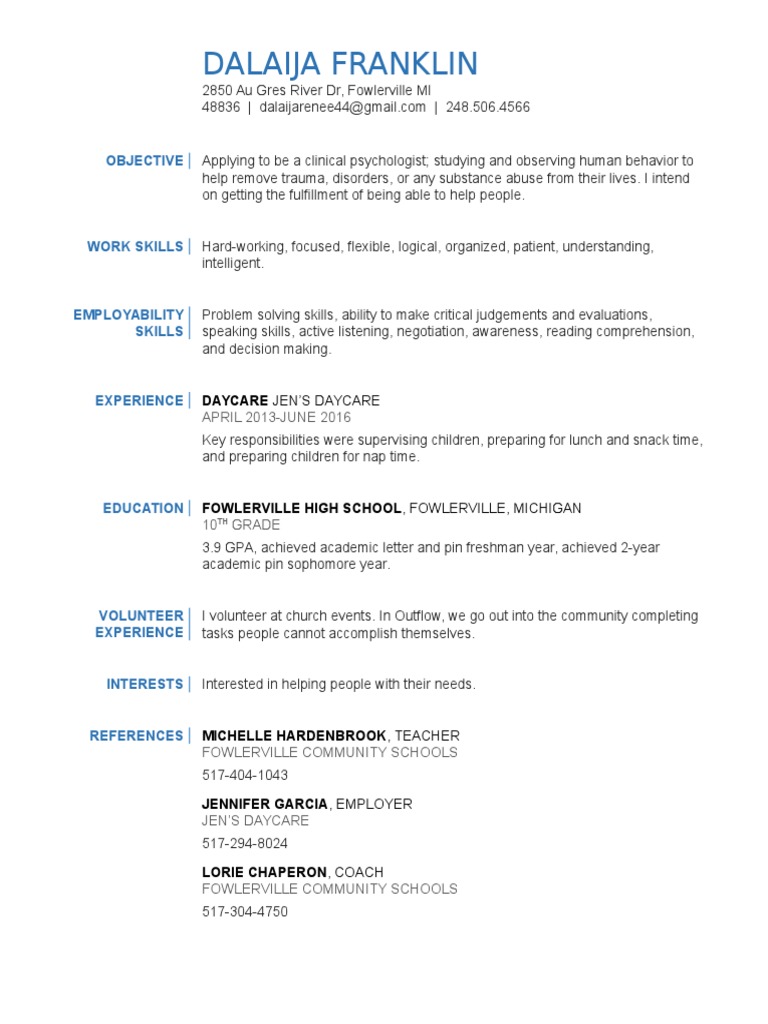 Dalaija Franklin: Objective | PDF