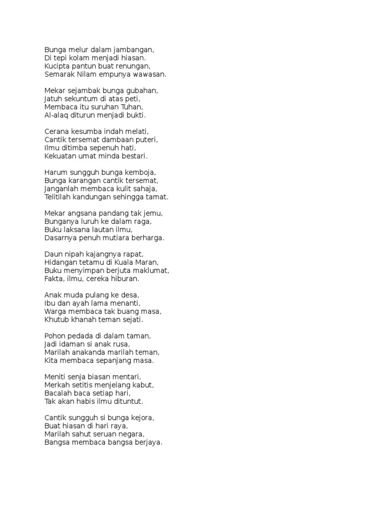 Pantun Bunga Melur dan Bahasa Melayu | PDF