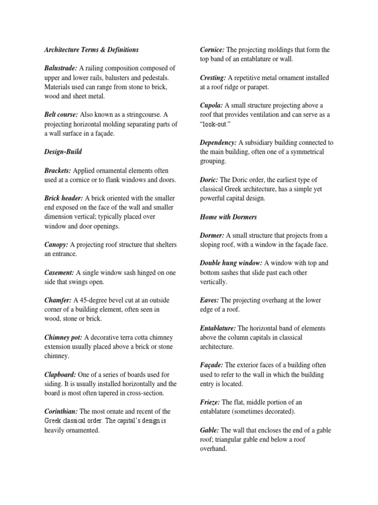 Architecture Terms | PDF | Window | Roof