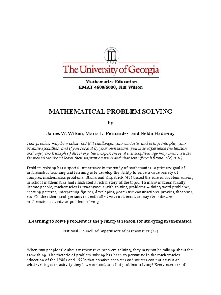 Mathematical Problem Solving | PDF | Constructivism (Philosophy Of Education) | National Council ...