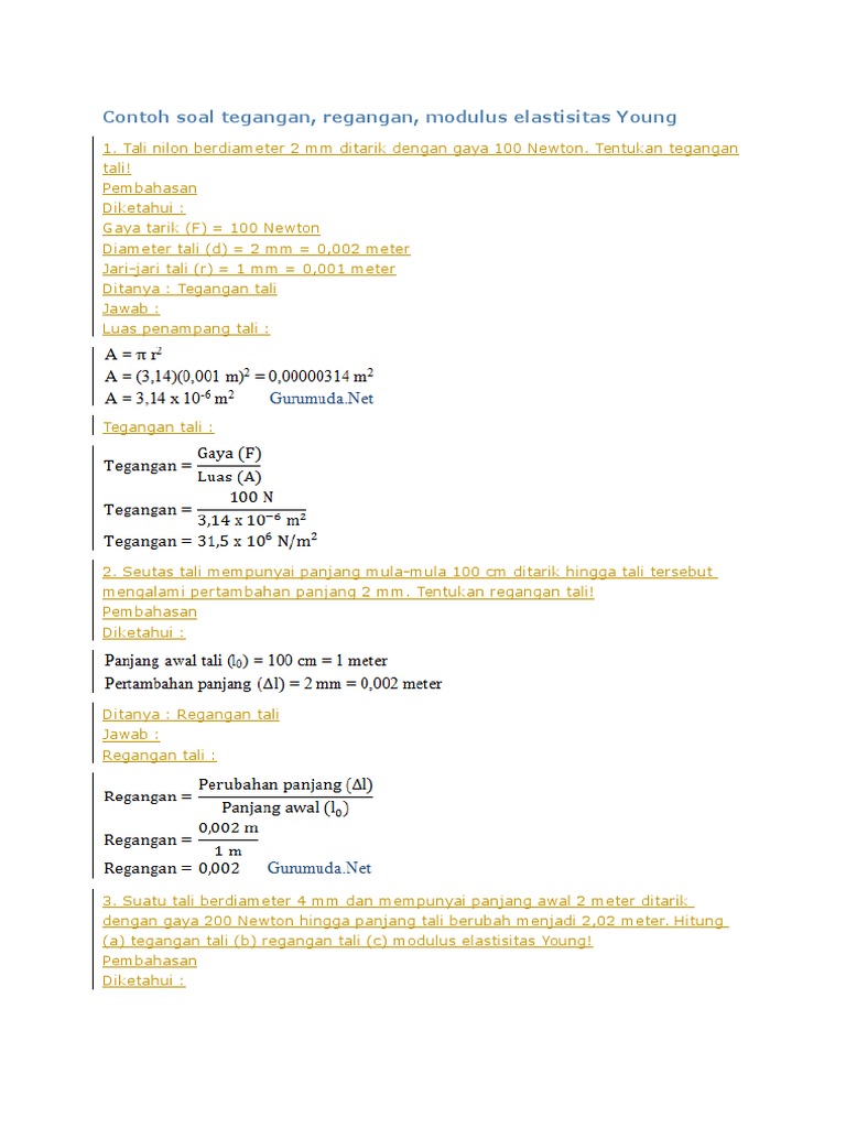 Contoh Soal Tegangan Regangan Modulus El | PDF