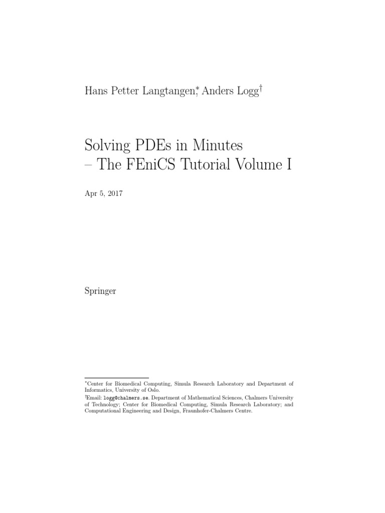 Solving PDEs in Python. The FEniCS Tutorial-PYTHON - AWESOME | PDF ... Solving PDEs in Python. The FEniCS Tutorial-PYTHON - AWESOME | PDF ...