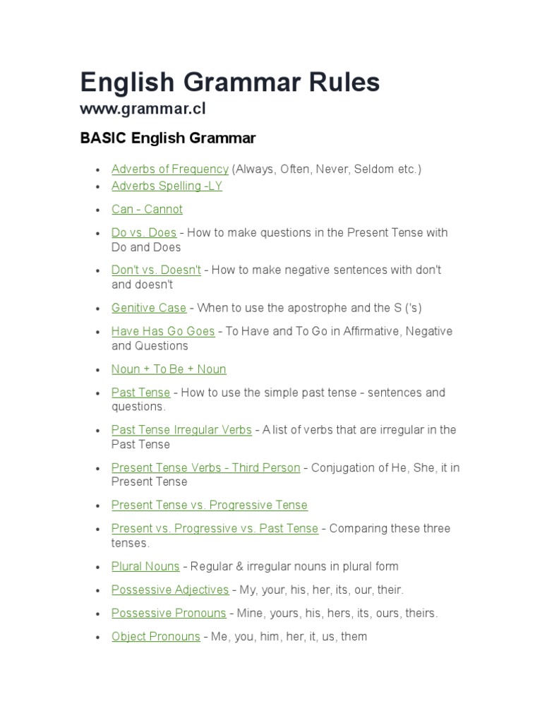 English Grammar Rules | PDF | Grammatical Number | English Grammar