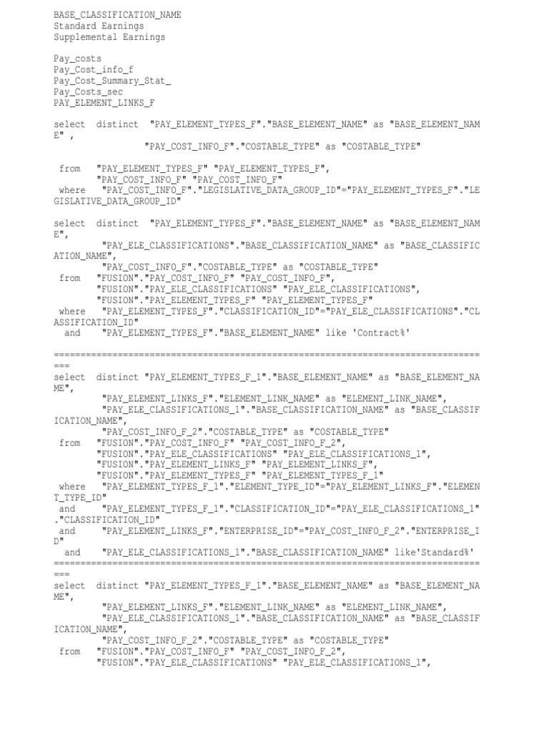 Fusion SQL Query | PDF | Databases | Data Management Software