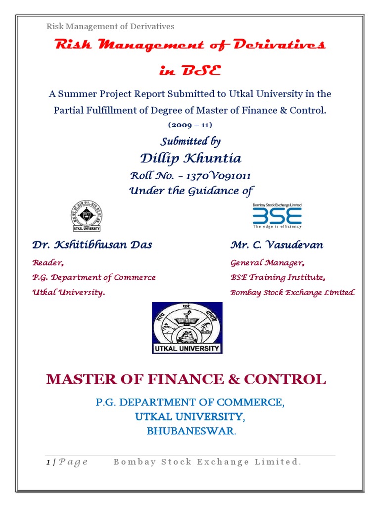 Risk Management of Derivatives in BSE | PDF | Futures Contract | Derivative (Finance)