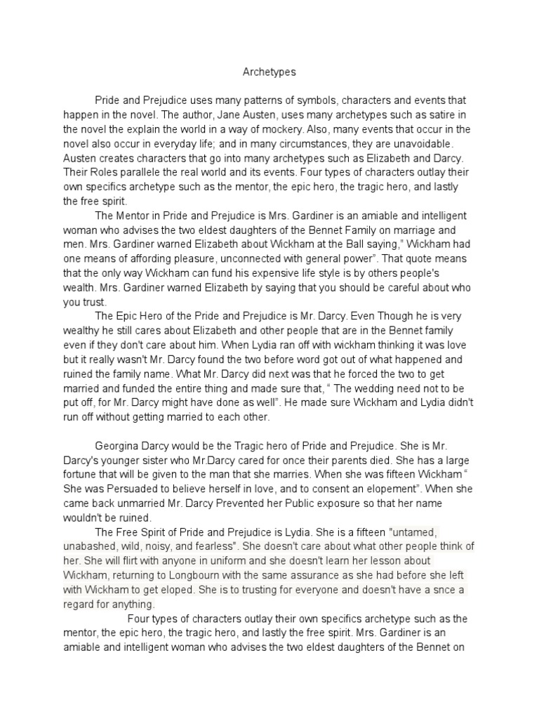 Pride and Prejudice Essay | PDF | Pride And Prejudice | Mr. Darcy
