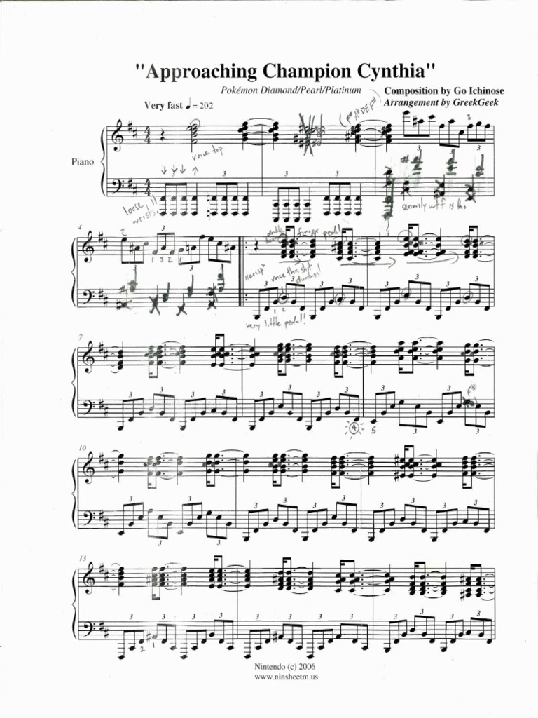 Cynthia Theme - Piano Sheets | PDF