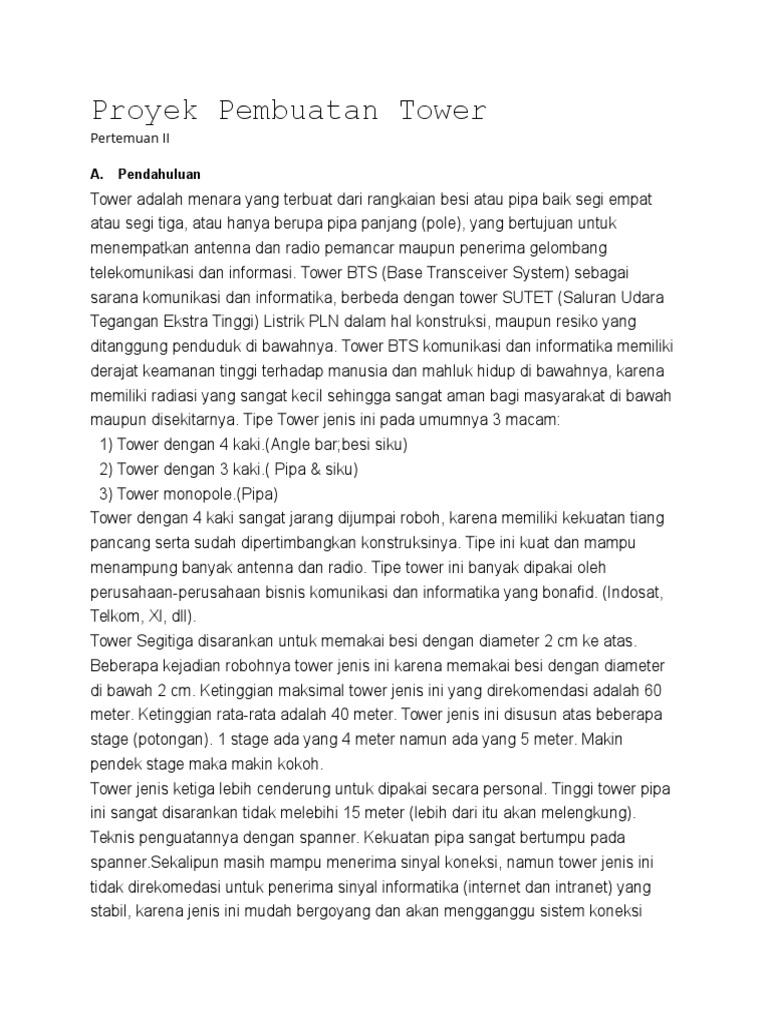 Proyek Pembuatan Tower | PDF