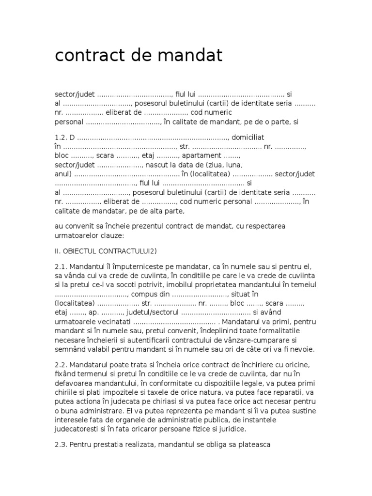 Contract de Mandat | PDF
