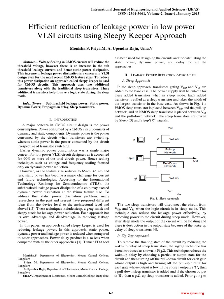 Efficient Reduction of Leakage Power in Low Power VLSI Circuits Using Sleepy Keeper Approach ...