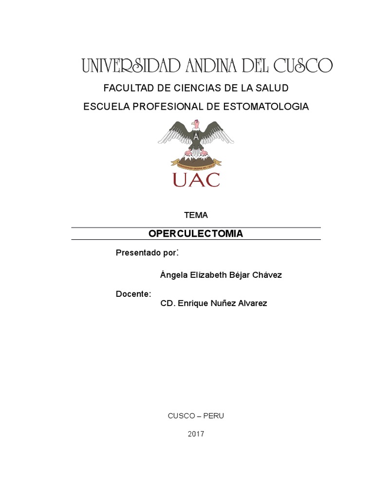 Operculectomía: Técnica y Procedimiento | PDF | Diente humano ...