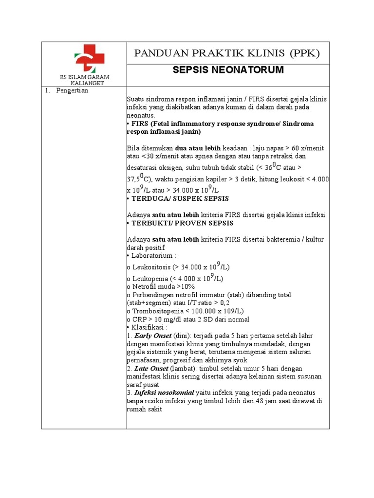 PPK Sepsis Neonatorum | PDF