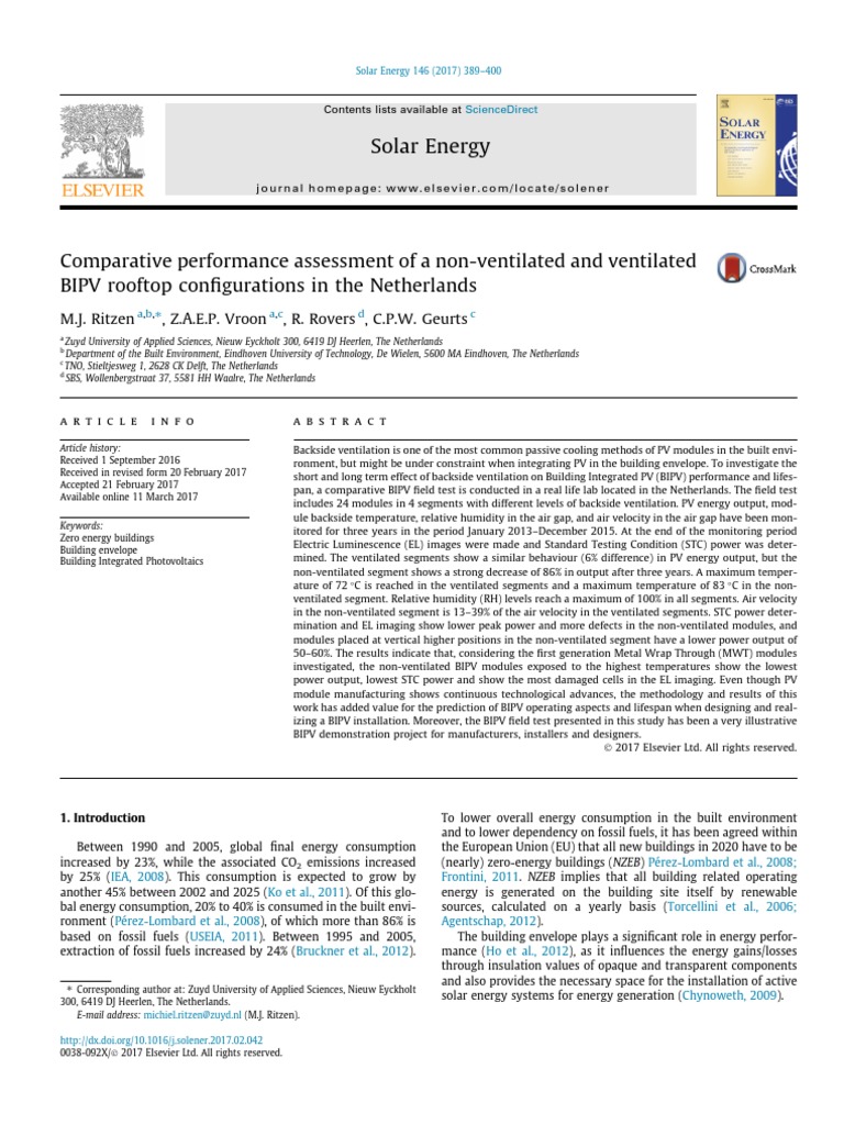 BIPV Rooftop Ventilation Performance Study | PDF | Photovoltaics ...
