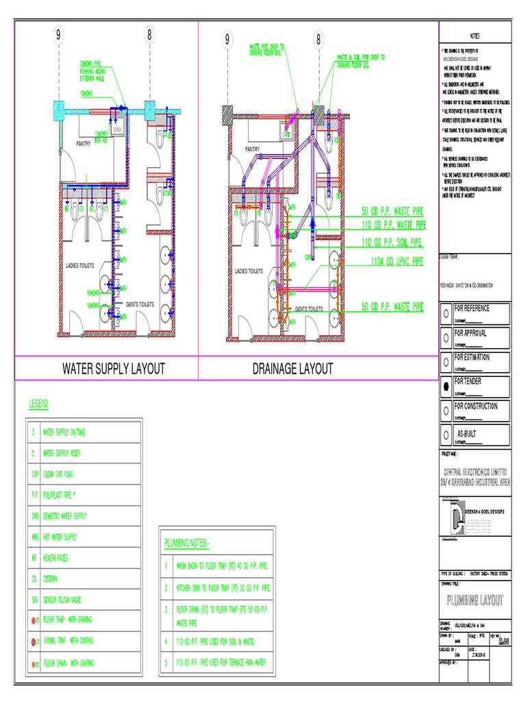 Water Supply Layout Drainage Layout: Legend | PDF | Hygiene | Home ...