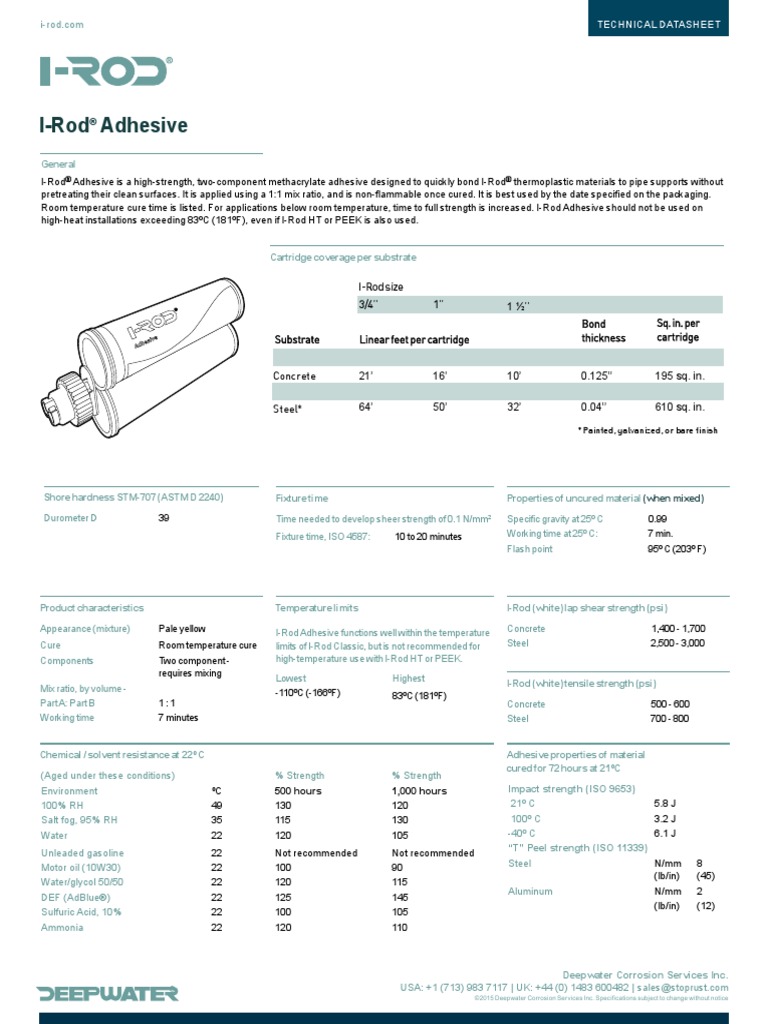 I-Rod Adhesive: ºC 500 Hours 1,000 Hours | PDF | Adhesive | Concrete