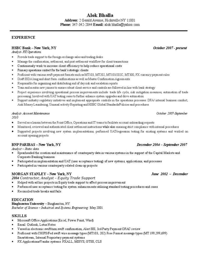 A Bhalla 2017 Resume | Hsbc | Banks