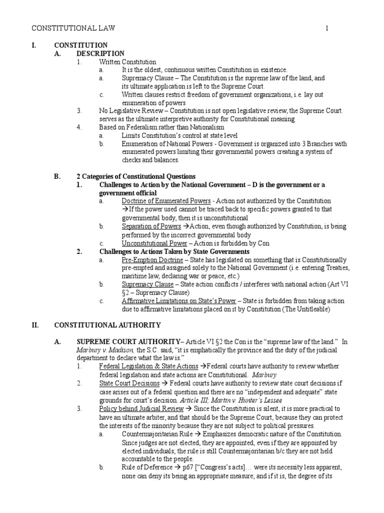 Overview of Constitutional Law Principles | PDF | Standing (Law ...