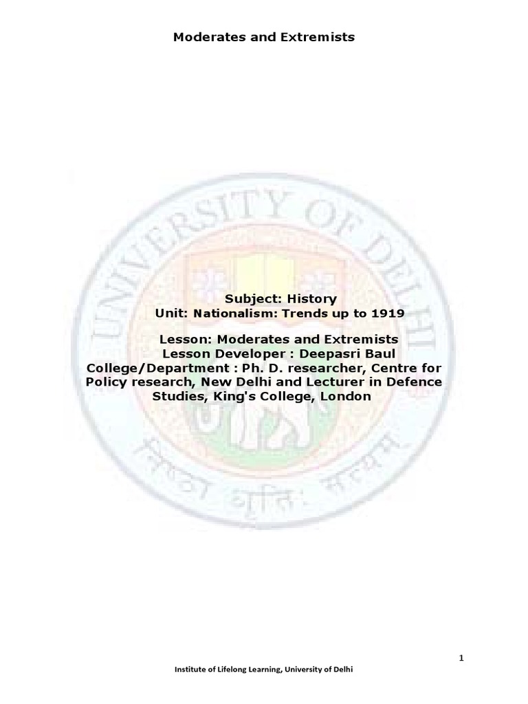 Moderates and Extremists | PDF | Indian National Congress | Capitalism