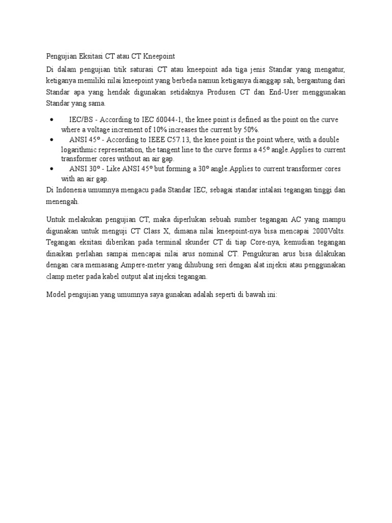 Pengujian Eksitasi CT Atau CT Kneepoint | PDF