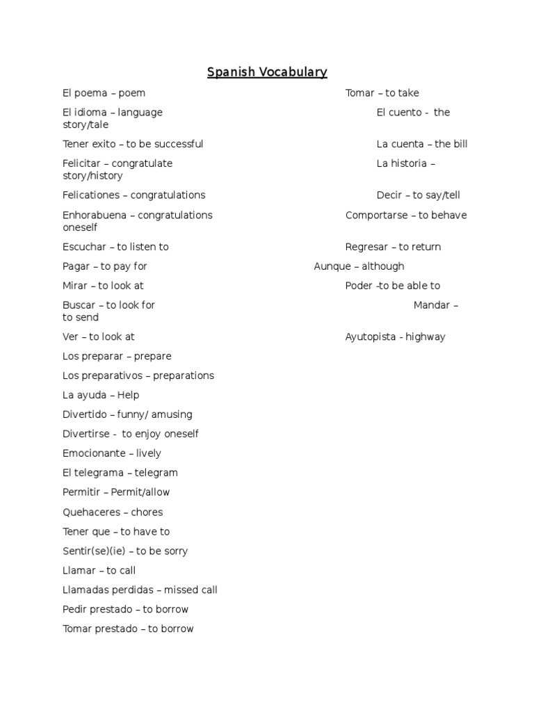 Vocabulario y Gramática Española | PDF | Artes del Lenguaje y Comunicación