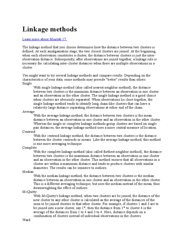 Linkage Methods | PDF | Cluster Analysis | Median