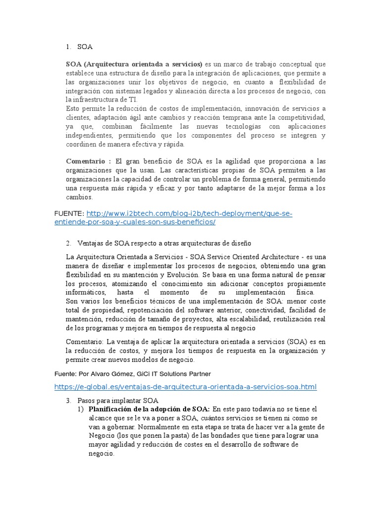 Beneficios y Pasos para Implementar SOA | PDF | Arquitectura orientada ...