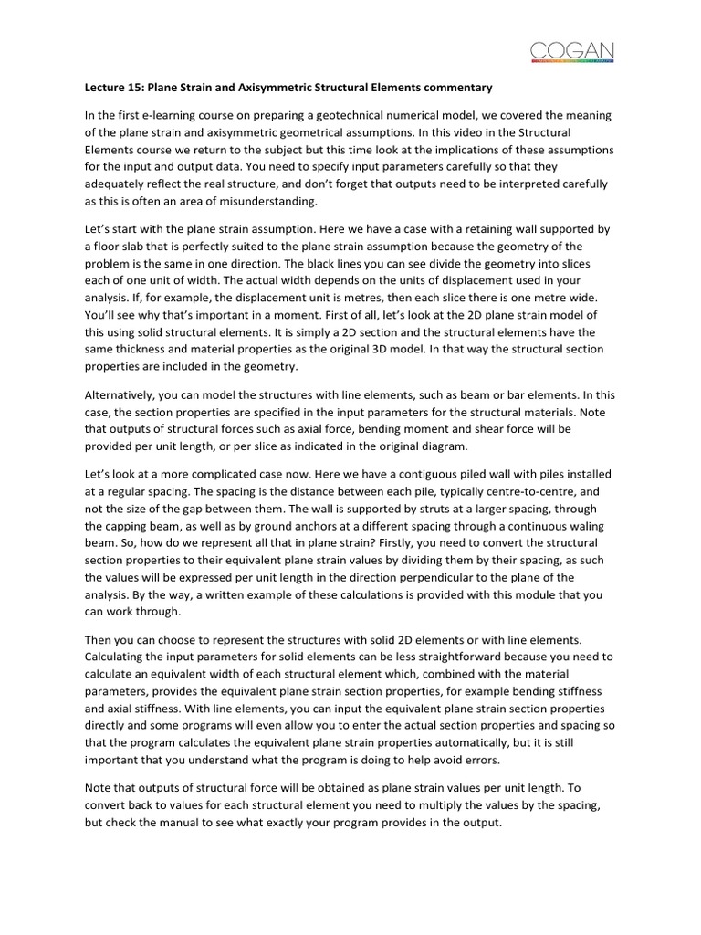 Lecture 15 Plane Strain and Axisymmetric Structural Elements Commentary | PDF | Deformation ...