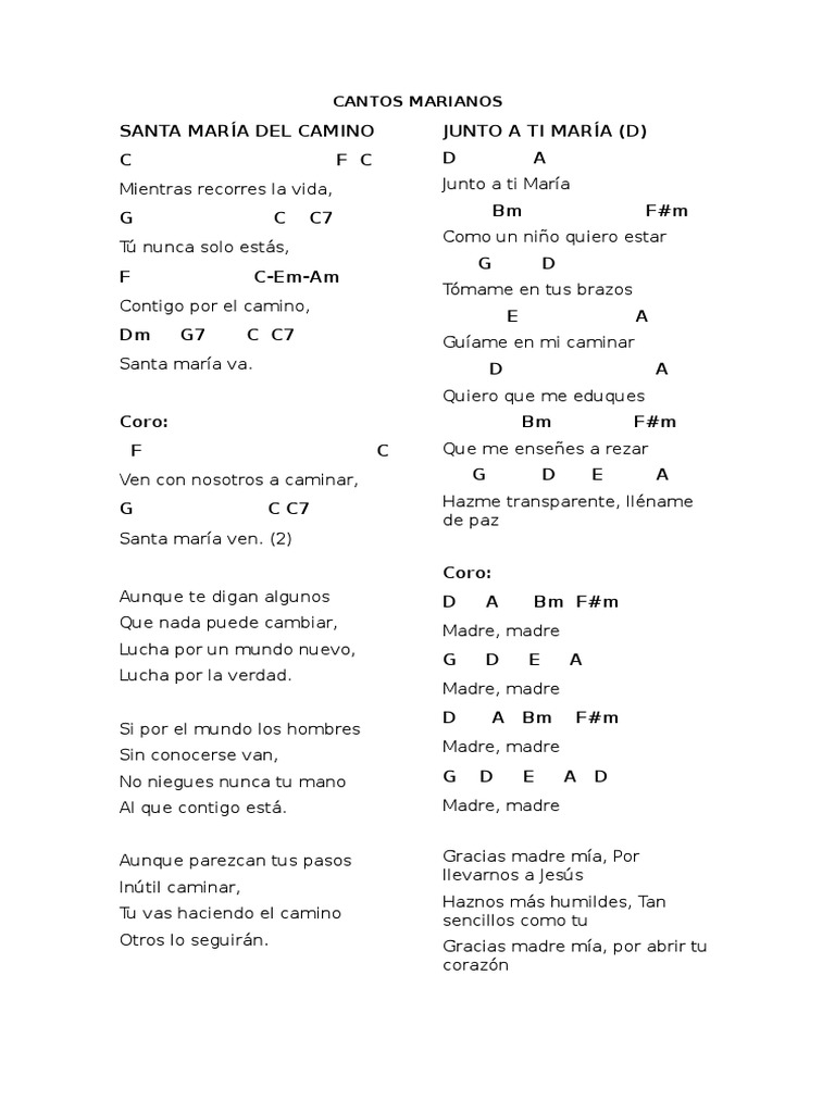 Cantos Marianos Con Acordes | PDF | María, madre de Jesús | Cristo (título)