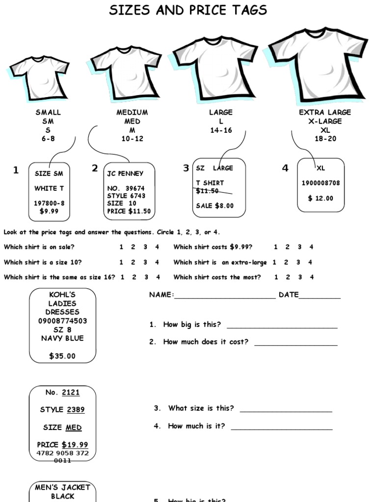 Price Tags and Sizes | PDF | Dress Codes | Clothing