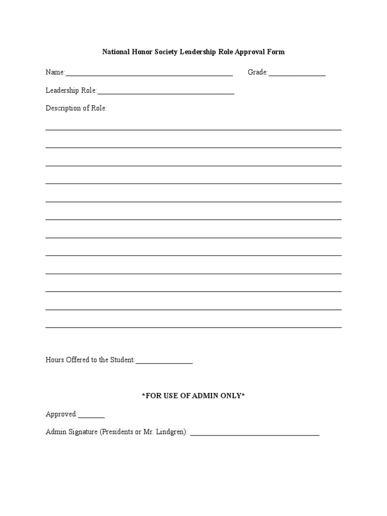 Leadership Role Form