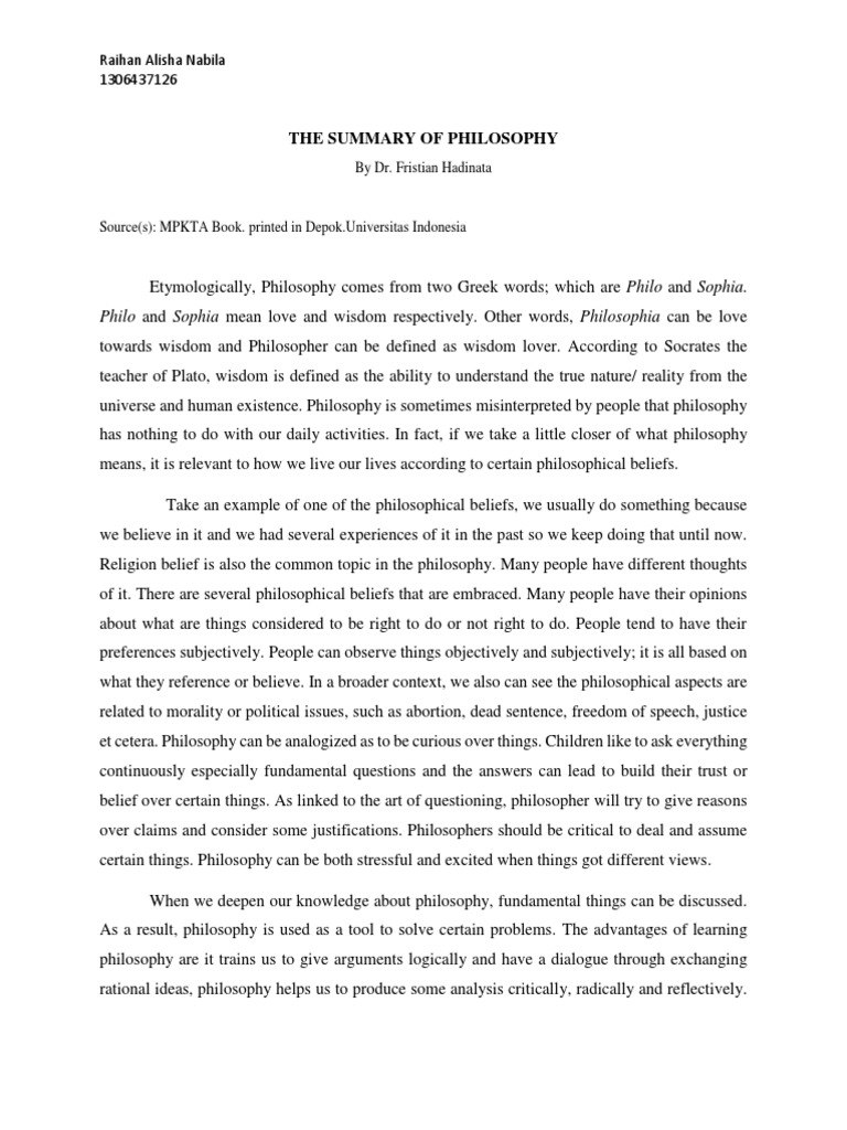 Summary of Philosophy | Ontology | Epistemology