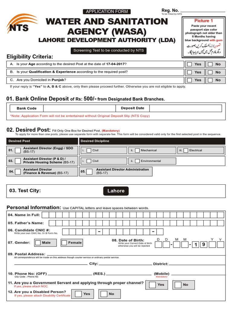 S T NS T N Water and Sanitation Agency (Wasa) : Lahore Development Authority (Lda) | PDF | Rupee ...