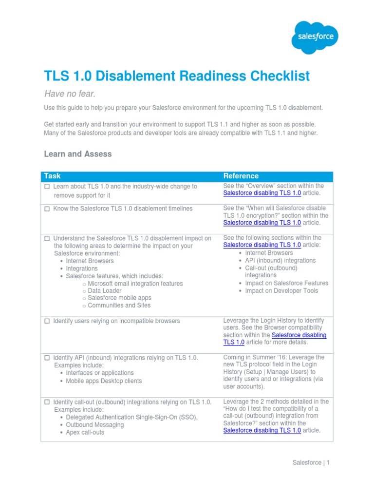 TLS Checklist PDF | PDF | Transport Layer Security | Salesforce.Com