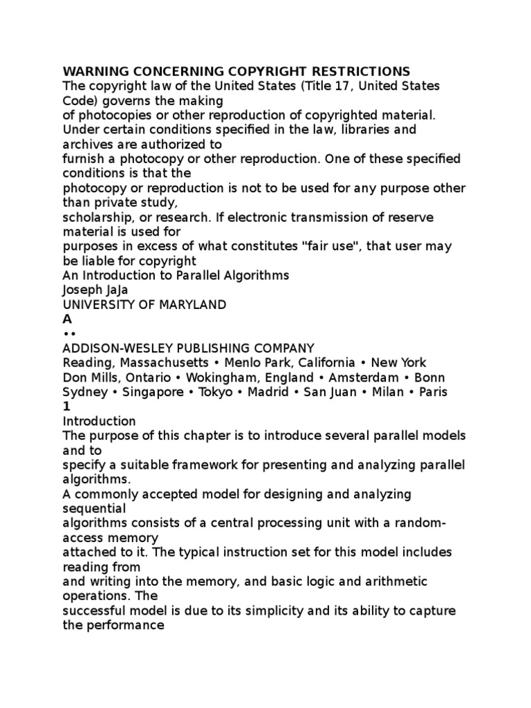 An Introduction To Parallel Algorithms | PDF | Parallel Computing | Central Processing Unit
