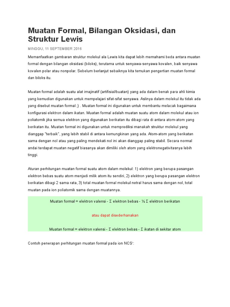 Muatan Formal dan Struktur Lewis Kimia | PDF | Sains & Matematika