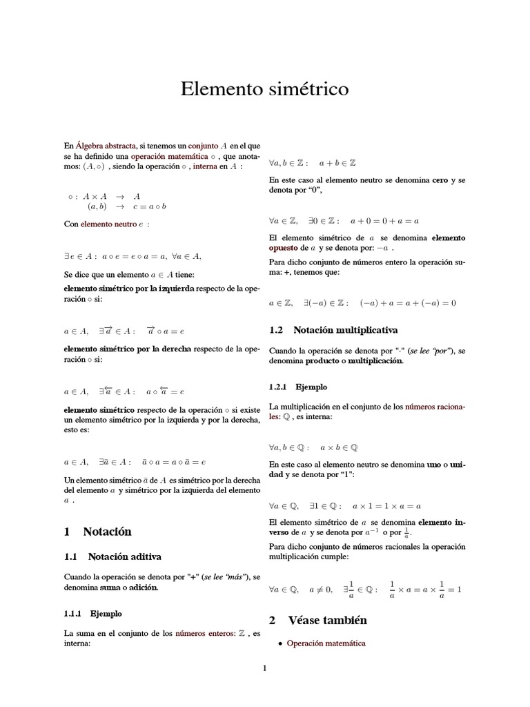 Elemento simétrico | Multiplicación | Números