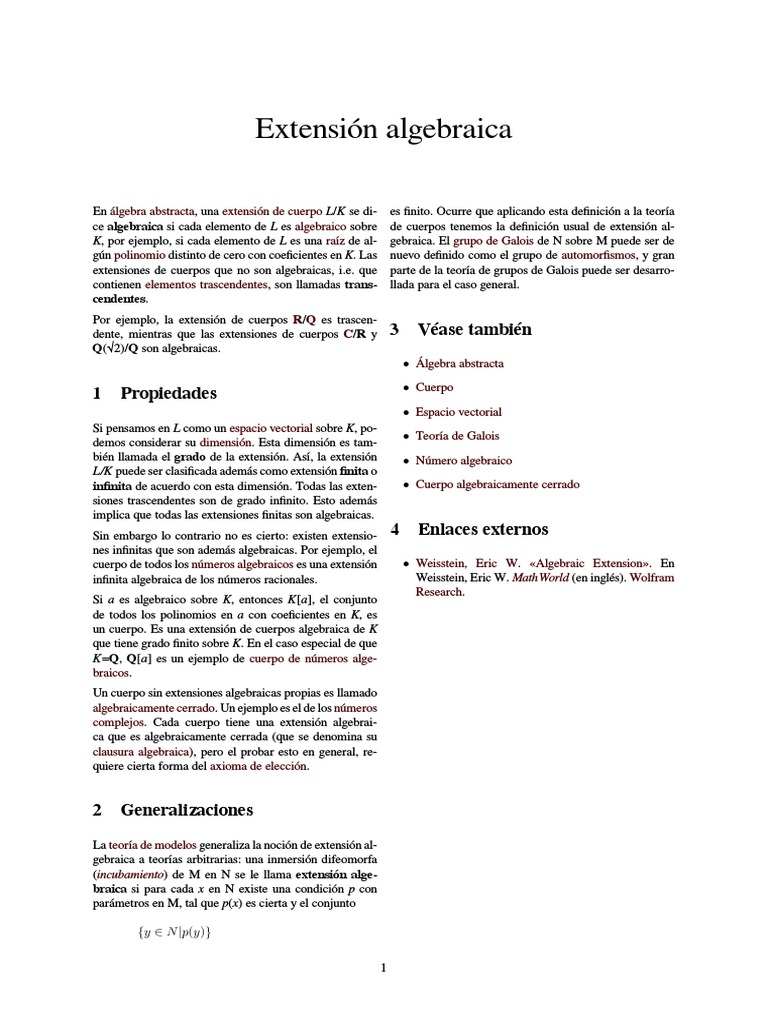 Extensión Algebraica | PDF | Campo (Matemáticas) | Álgebra abstracta