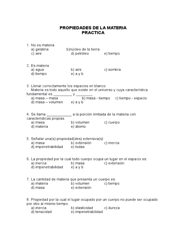 Propiedades de La Materia | PDF | Masa | Rieles