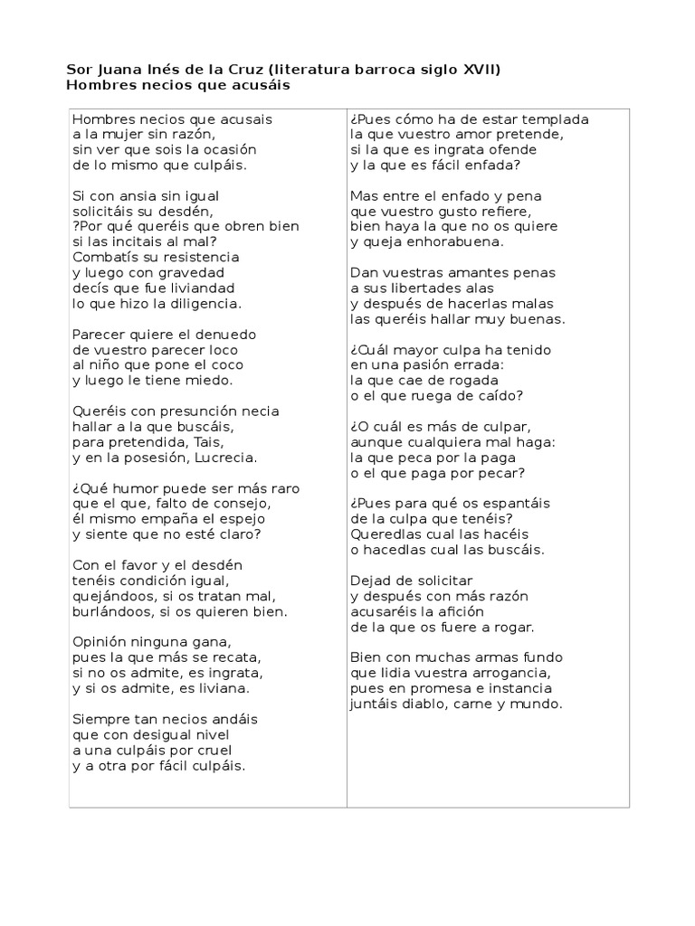 Sor Juana Inés de La Cruz (Literatura Barroca Siglo XVII) - Hombres ...