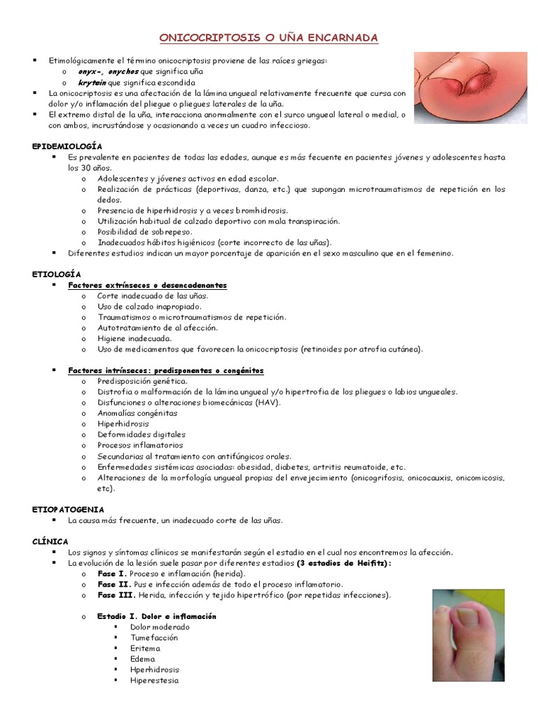 Onicocriptosis: Causas y Tratamientos | PDF | Herida | Clavo (anatomía)