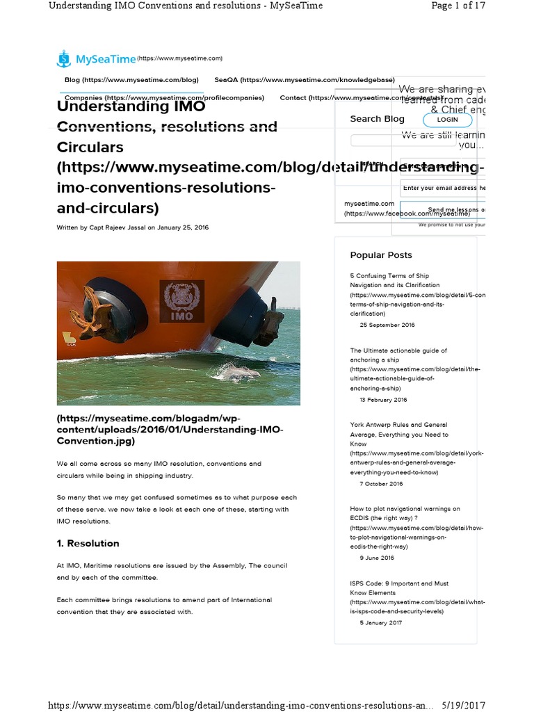 IMO Convention Explained | PDF | Ratification | Water Transport