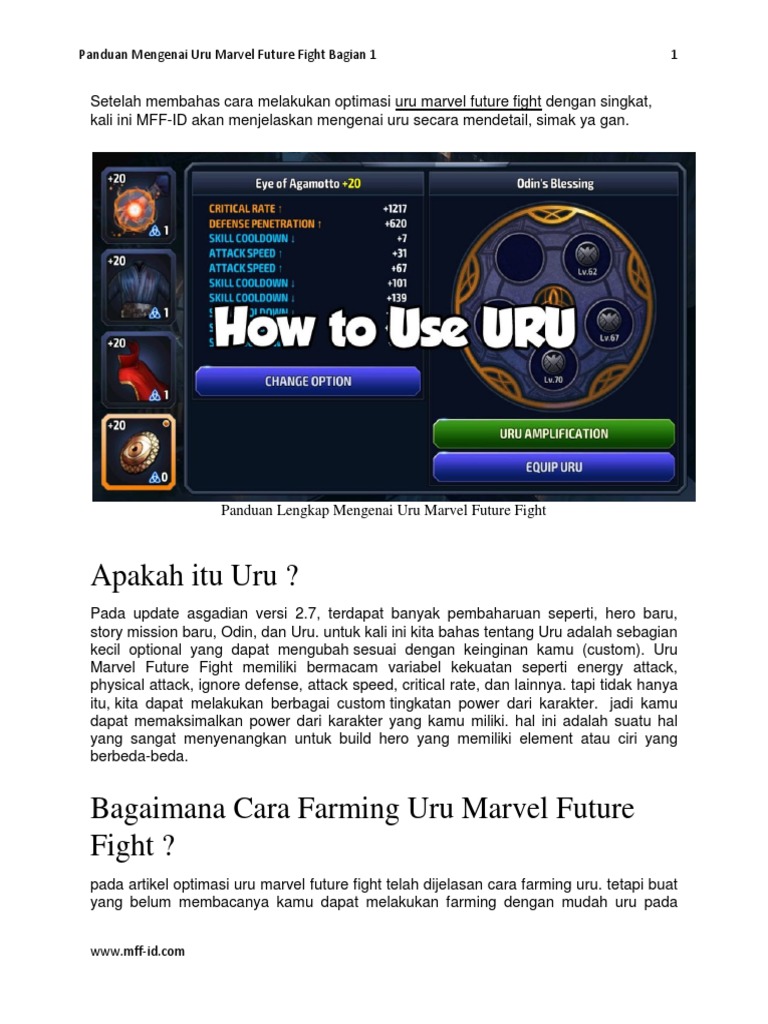 Panduan Mengenai Uru Marvel Future Fight Bagian 1 | PDF