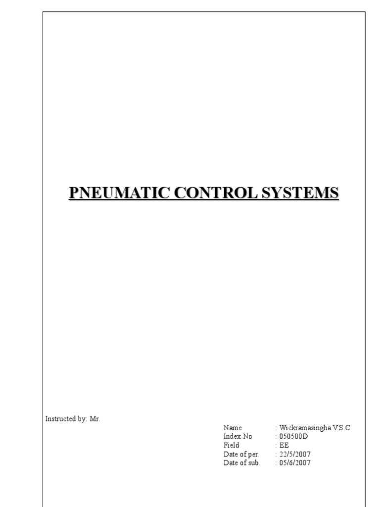 Pneumatic Control Systemfinal | PDF | Pneumatics | Actuator