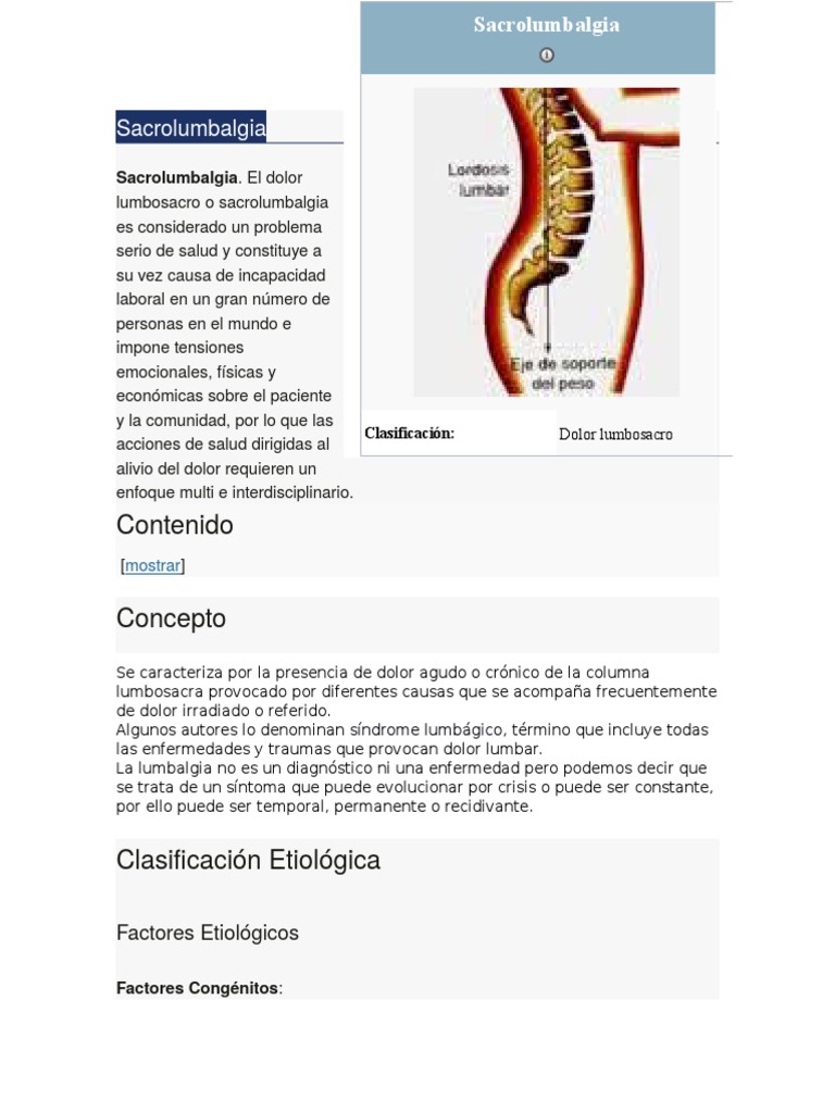 Sacrolumbalgia | PDF | Dolor lumbar | Dolor
