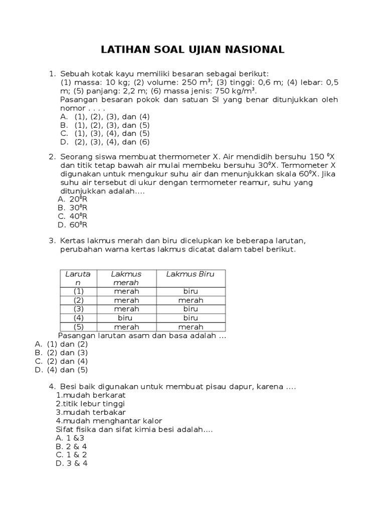 Latihan Soal Ujian Nasional | PDF