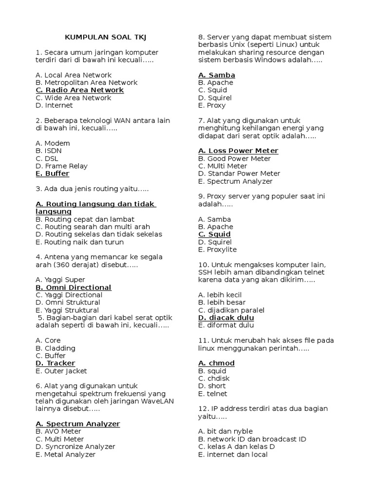 Kumpulan Soal TKJ | PDF
