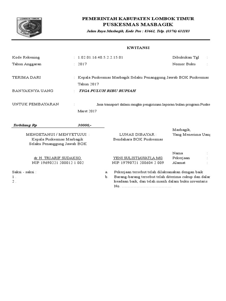 Contoh SPJ Bok 2017 | PDF