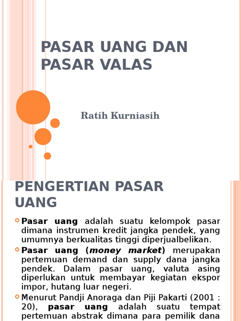 Pasar Uang dan Valas: Pengertian dan Fungsi | PDF