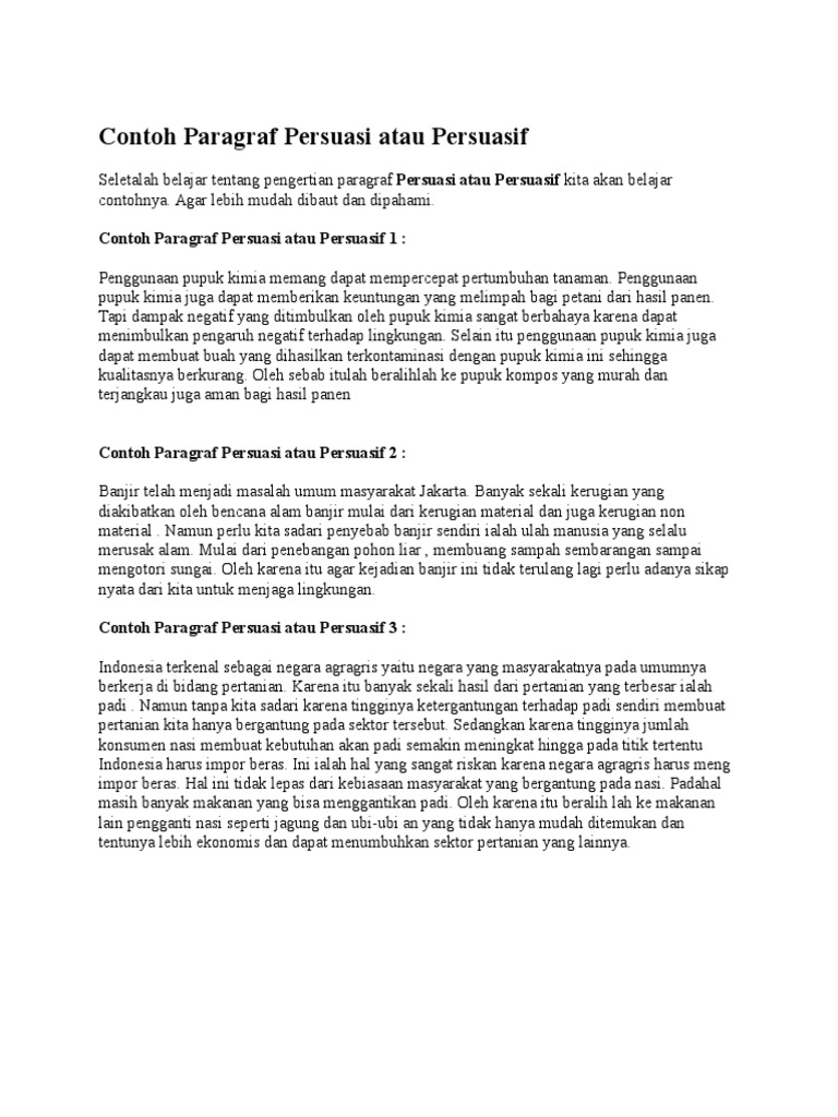 Contoh Paragraf Persuasif Efektif | PDF