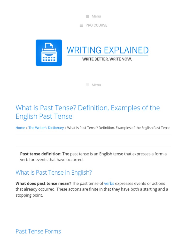 What Is Past Tense - Definition, Examples of The English Past Tense ...